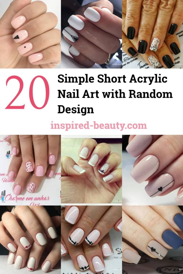 Simple Short Acrylic Nail Art with Random Design - Inspired Beauty