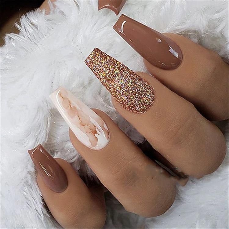 Coffin Classy Fall Nails - Inspired Beauty