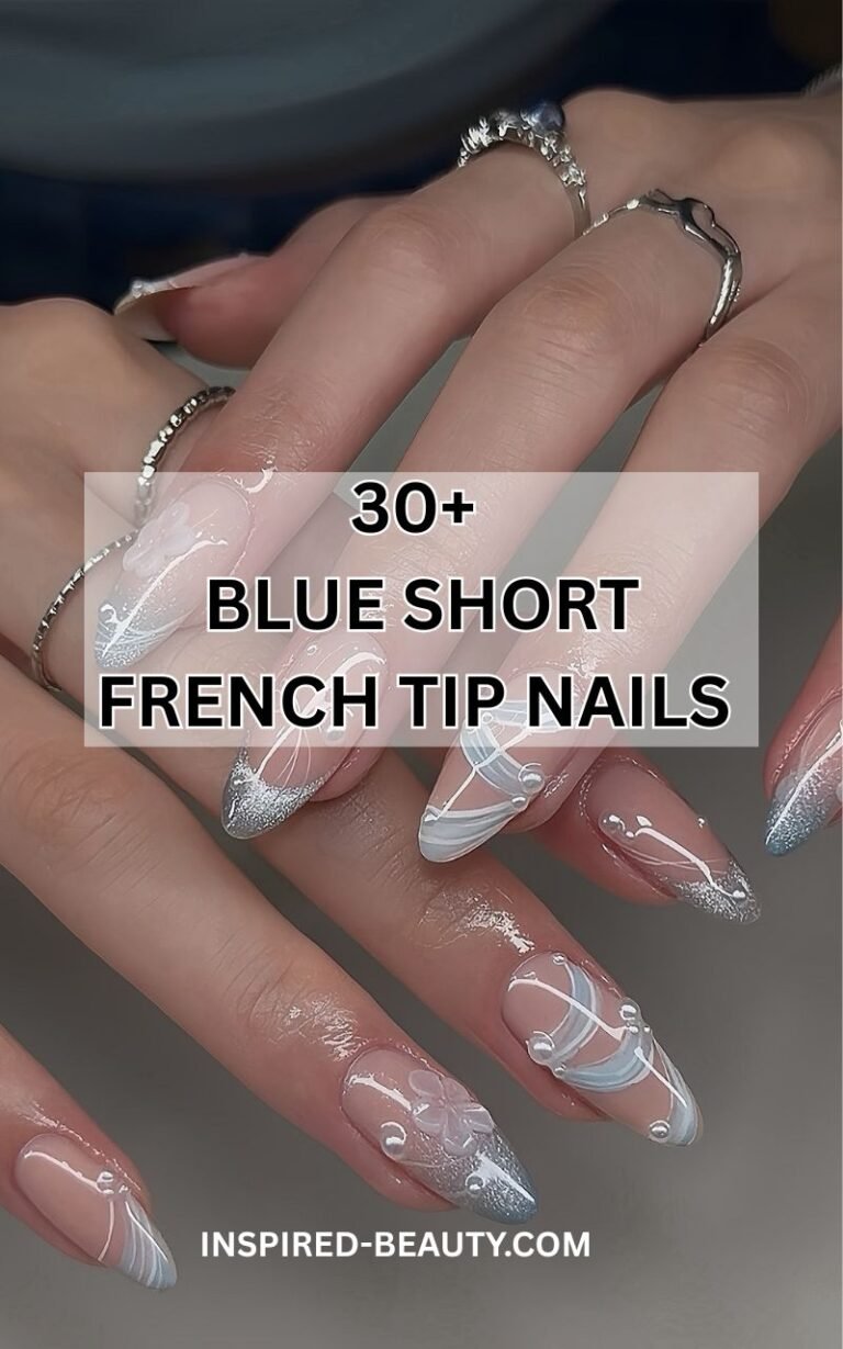 30 Simple Cute Blue French Tip Nails - Inspired Beauty